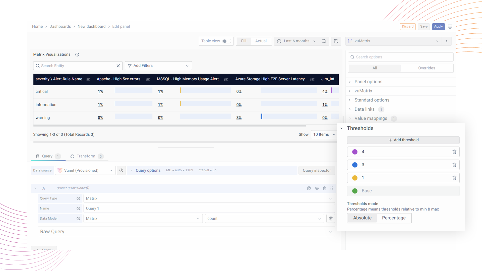 Configuring Matrix Visualization | VuNet Docs