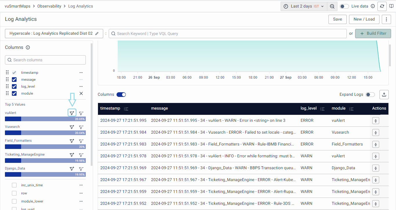 Exploring Log Data | VuNet Docs