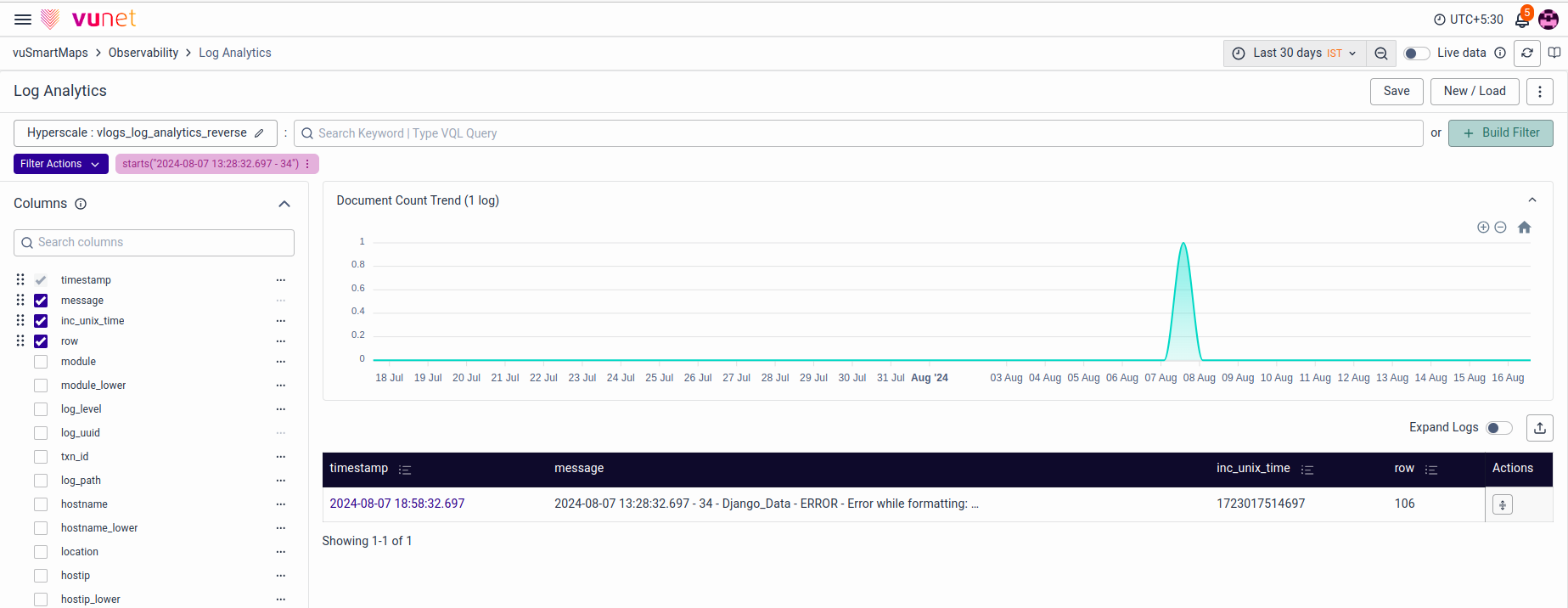 VuNet Query Language (VQL) | VuNet Docs
