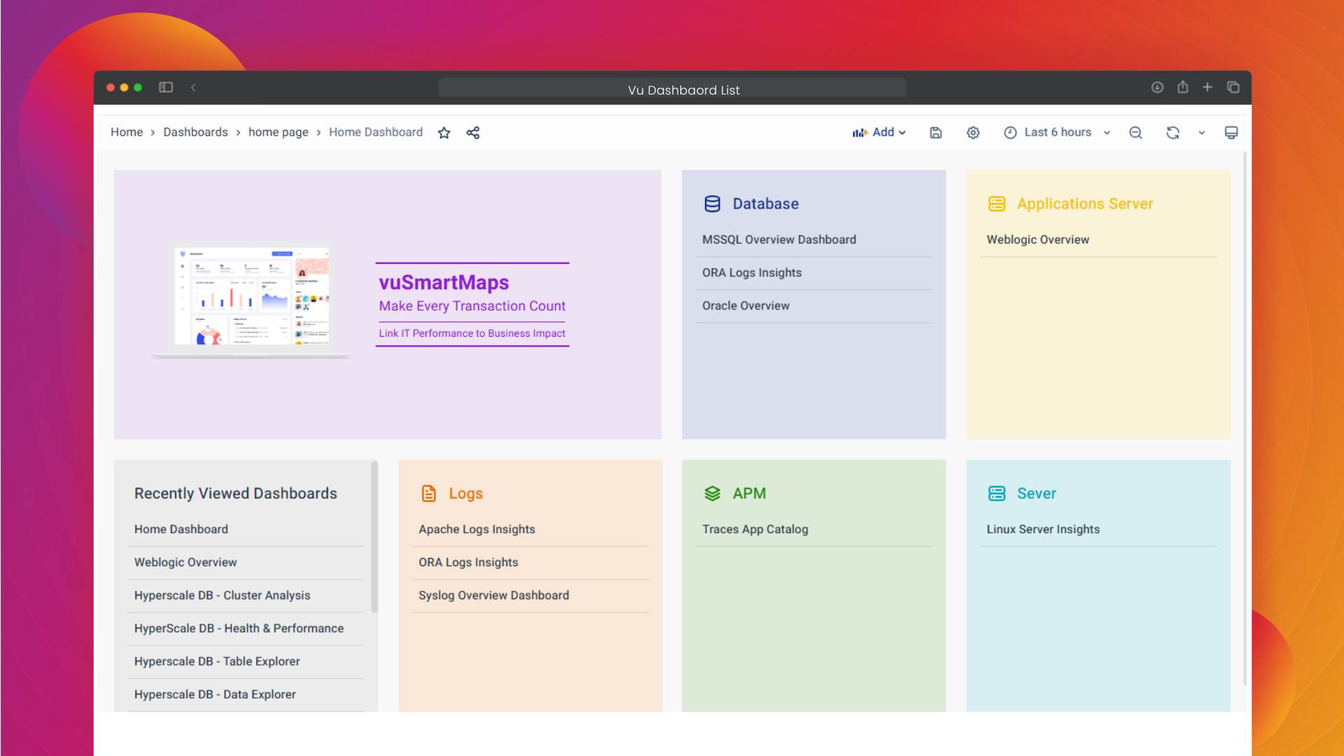 Vu Dashboard List Visualization | VuNet Docs