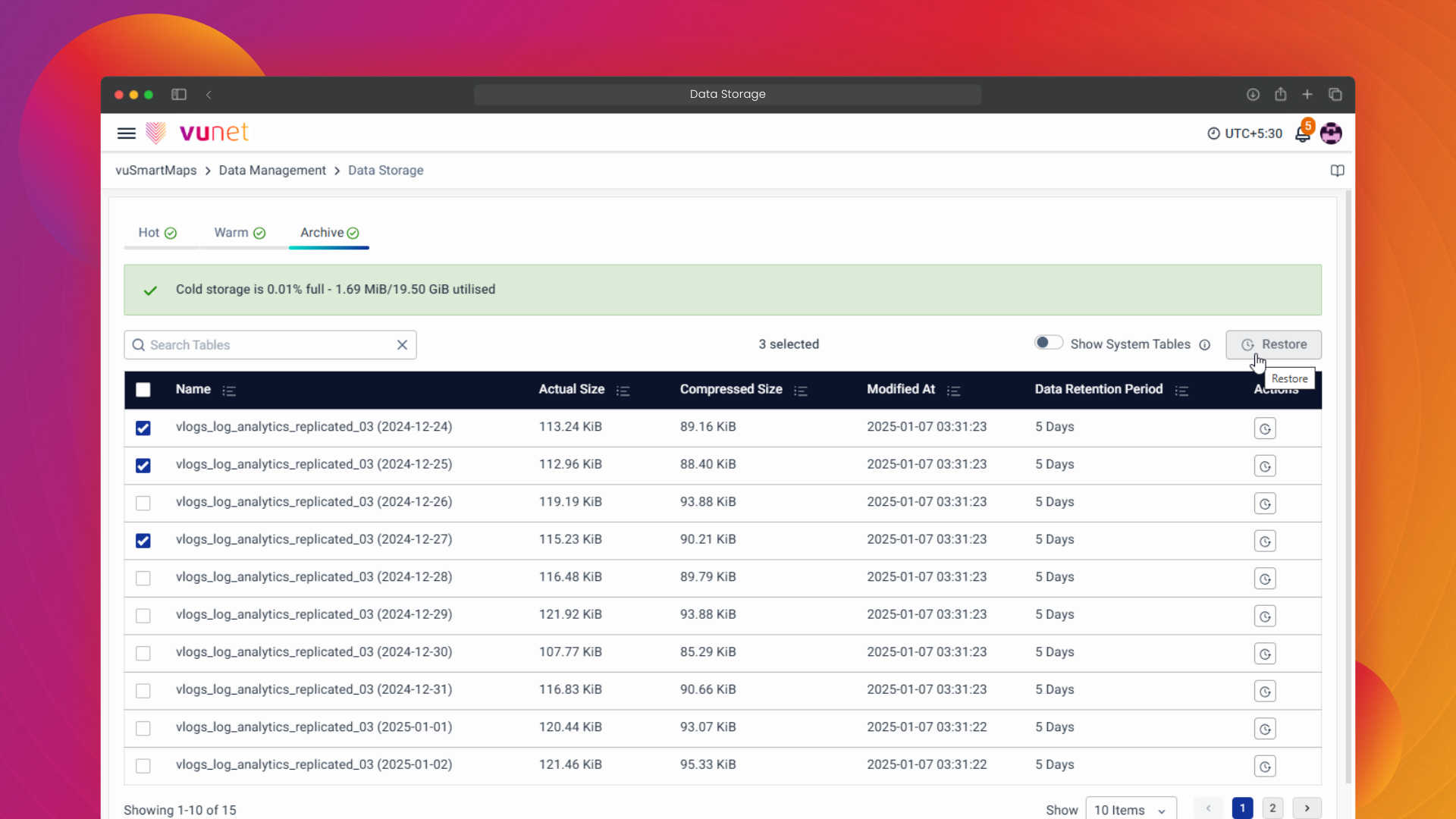 Data Storage | VuNet Docs